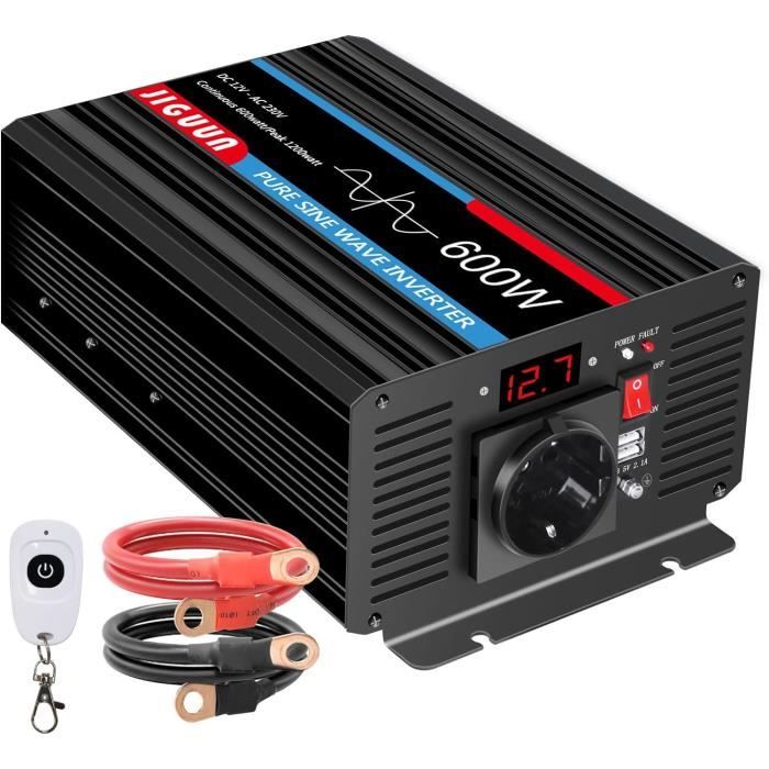 600W Convertisseur 12V 220V Pur Sinus Onduleur Sinusoïdale ...