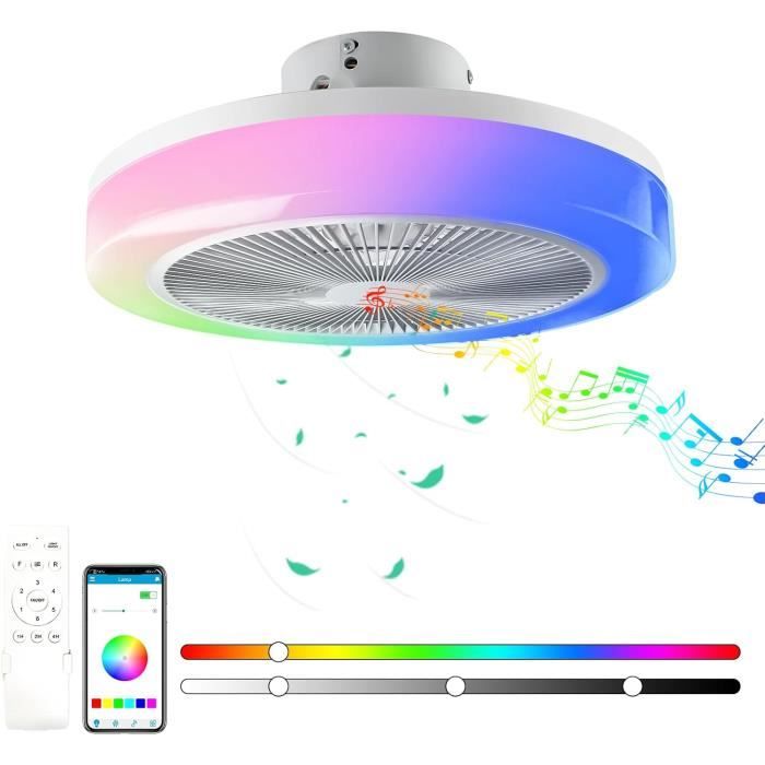 Ventilateur de plafond LED avec lumière, télécommande et application 50 ...