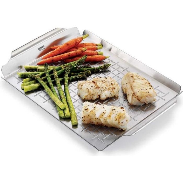 Plat de cuisson WEBER Deluxe rectangle - Acier inoxydable - Cdiscount ...