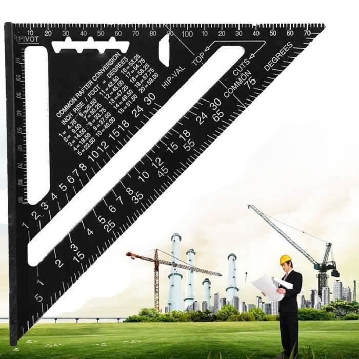 30cm règle triangle profilé métrique en aluminium outils de mesure noir ...