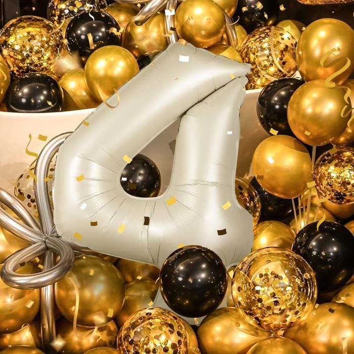 Ballon Chiffre Anniversaire 4,Ballon Numéro 4 Beige,40" - 104Cm Géante ...