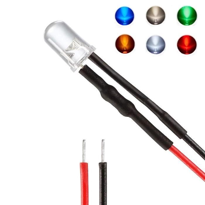 20 Pièces 3V 5V 12V 24V Dc 3Mm-5Mm Rouge-Vert-Bleu-Rvb Rond Pré-Câblé ...