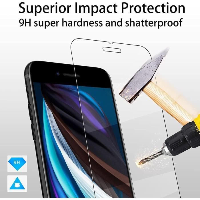 Lot De 2 Films De Protection D'Écran Compatibles Avec Iphone Se 3-2 (2022-2020) [4,7 Pouces ...