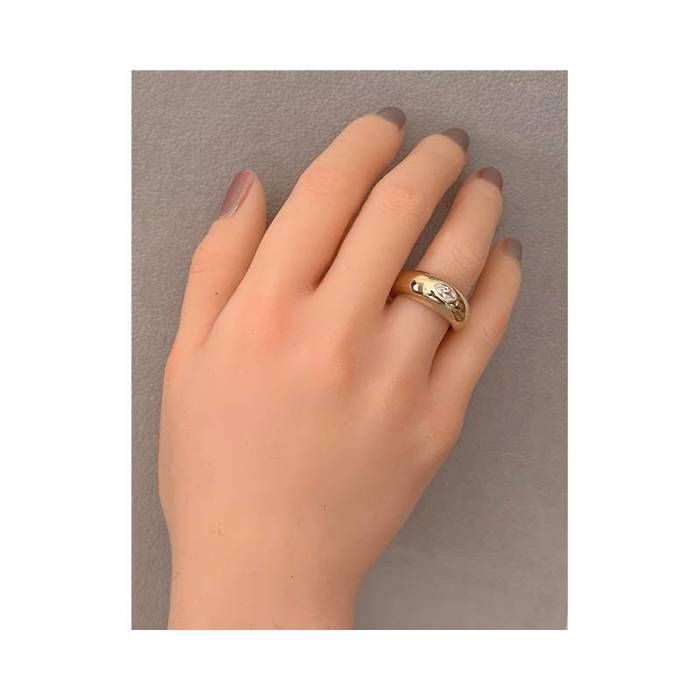 Bague - Bijouxia© - Bombée - Plaqué Or 18 Carats - Oxyde de Zirconium ...