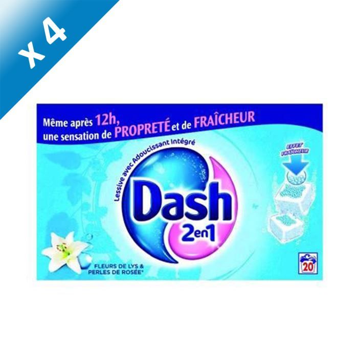 DASH Lessive tablettes Fleur de Lys 4x20 doses - Cdiscount Au quotidien