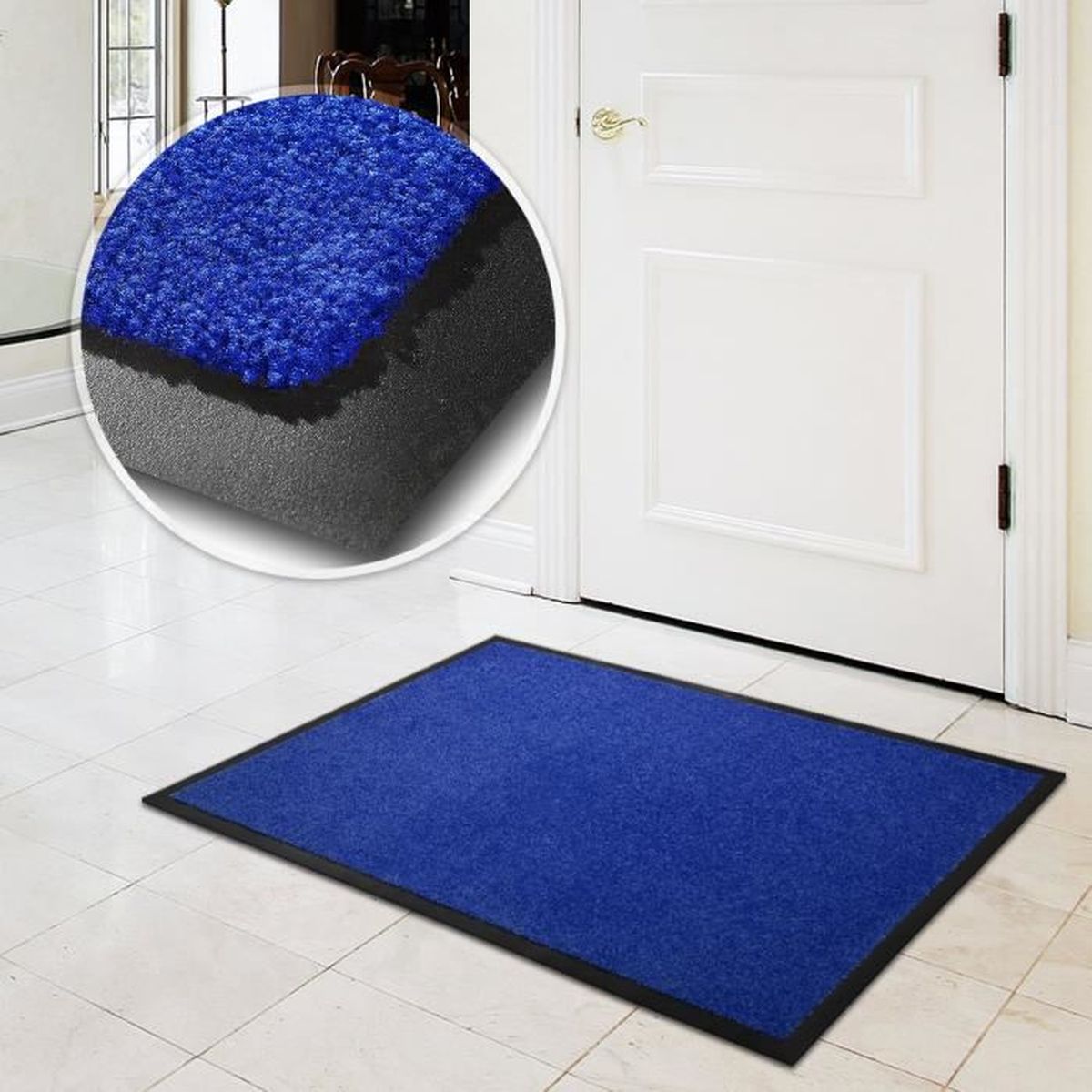 Tapis d'Entrée Intérieur - 60x90 cm Bleu - Paillasson de Porte ...