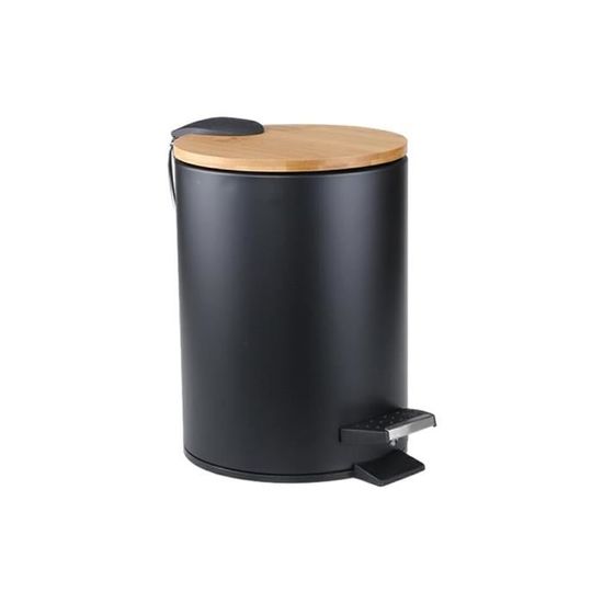 Poubelle 5L Avec Couvercle En Bois Poubelle À Commande Au Pied Conception D'Étape Seau À Ordures ...