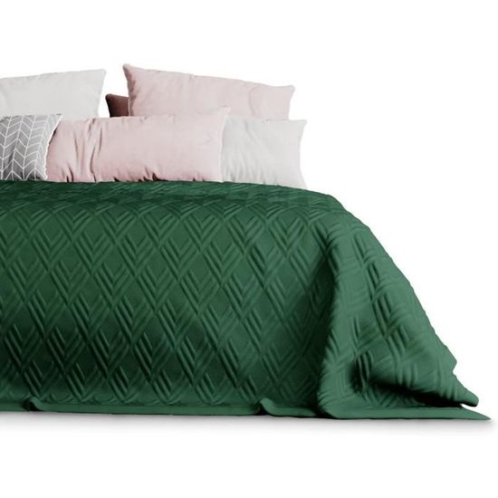 Couvre-Lit 220 X 240 Cm - Couvre-Lit Ultrasonique Matelassé - Polyester Ophelia - Vert Foncé ...