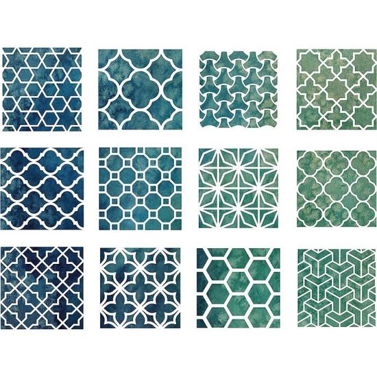 Lot de 12 pochoirs - Design oriental - Réutilisables[648] - Cdiscount ...