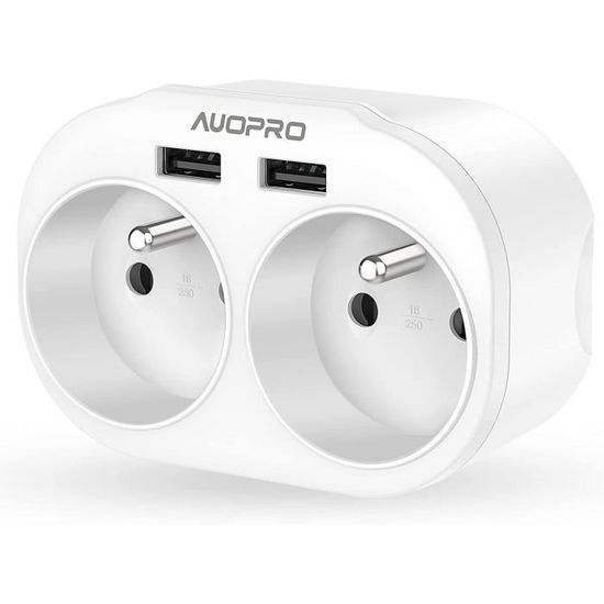 Prise USB Multiple 4 en 1, Multiprise USB Secteur avec 2 Prises FR ...