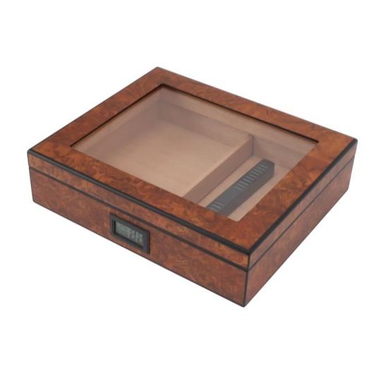 EIF Boîte à cigares Humidor Box Portable Cedar Wood Glass Top Cigar ...