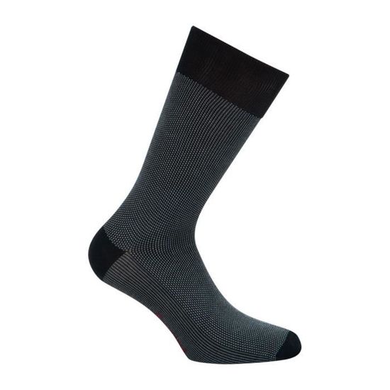 Chaussettes mi-hautes EMINENCE - Fil d'Ecosse - Pied-de-poule - Noir ...
