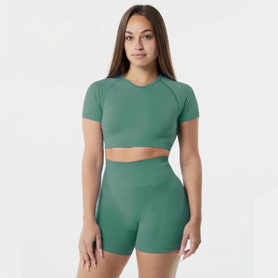 Ensemble de vetement de sport Femme 2 Pièces Jogging Yoga Couleur unie ...