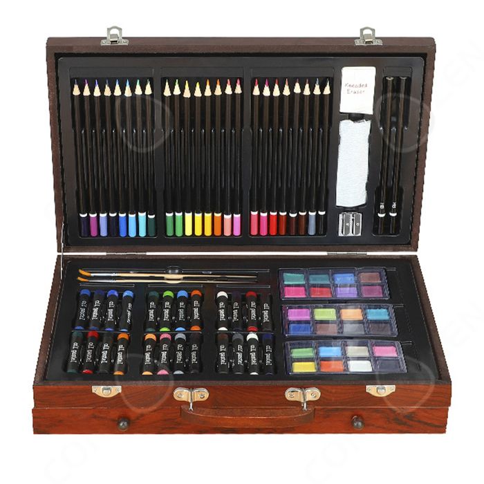 Crayon de couleurs 140 pcs Enfants coffret en bois pour dessin ...
