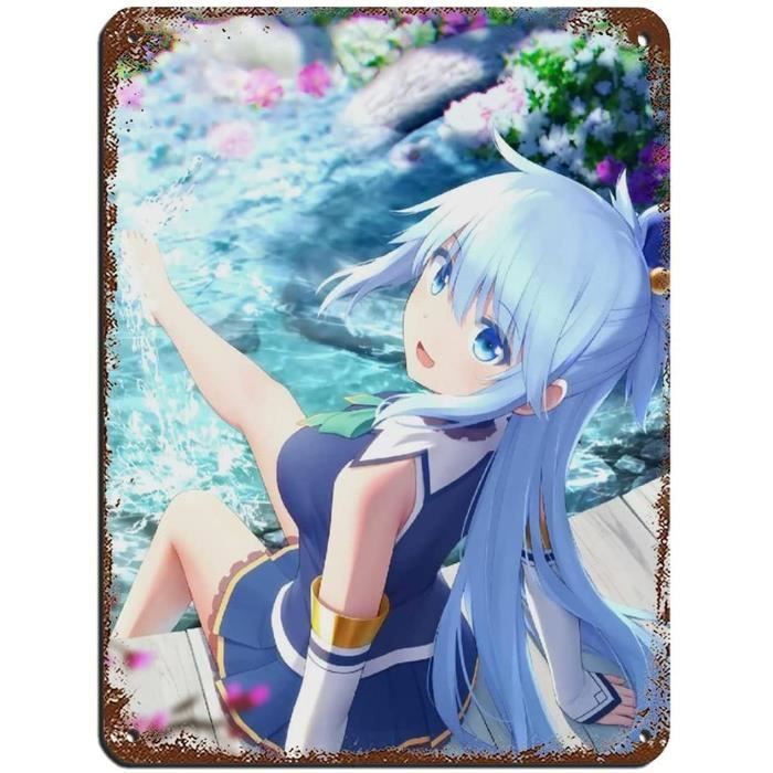 Poster rétro en métal avec dessin animé Isekai Quartet KonoSuba Aqua ...