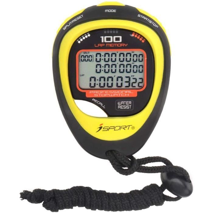 Chronomètre professionnel numérique avec affichage à trois rangées et ...