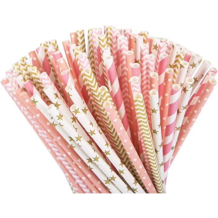Pailles En Papier 100 Pailles Dures En Papier Biodégradables Jetables ...