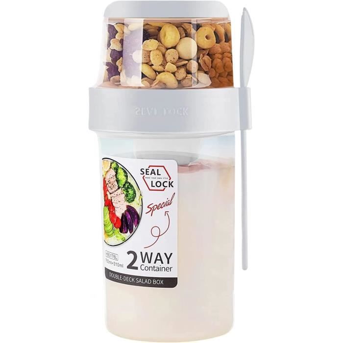 Boîte à repas - Gobelet à salade, yaourt, 2 en 1, muesli to go - Anti-fuite - 310 ml + 760 ml ...