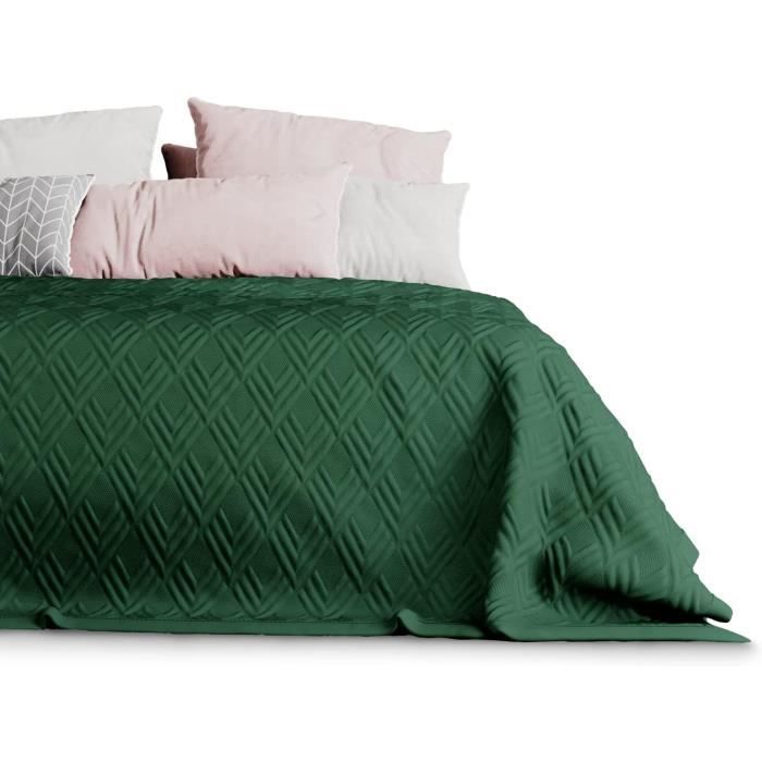 Couvre-Lit 220 X 240 Cm - Couvre-Lit Ultrasonique Matelassé - Polyester Ophelia - Vert Foncé ...