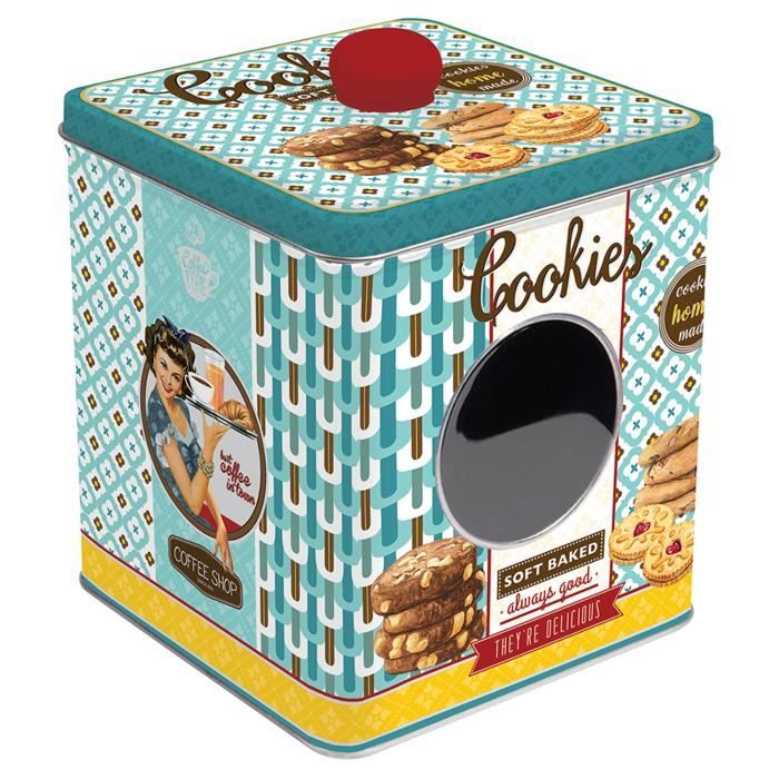 Boîte à Cookies avec Fenêtre SOFT BAKED en Métal Bleu - de Rangement ...