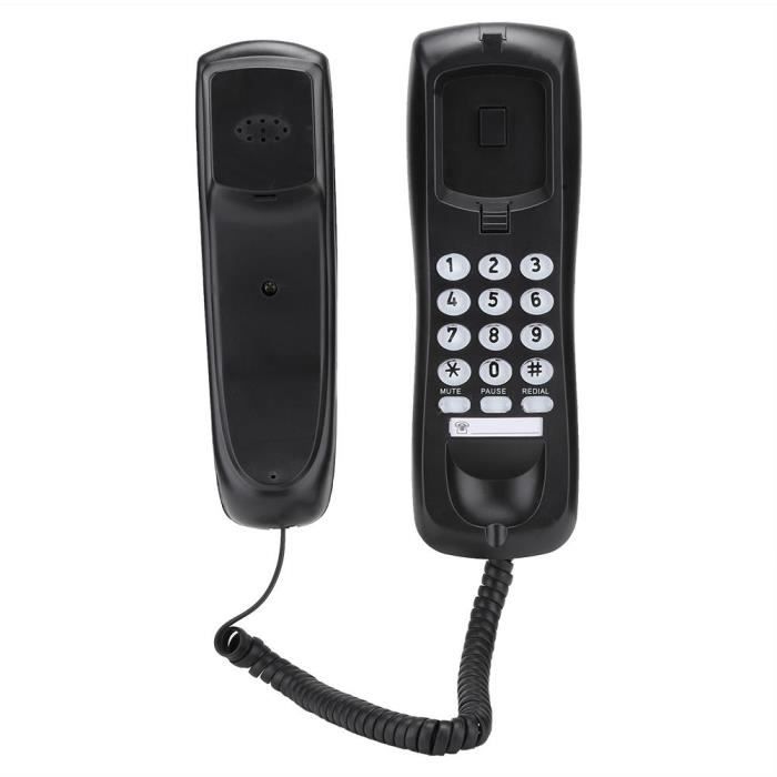 Tbest Téléphone filaire KX-T628 noir pour téléphone fixe de bureau filaire anglais pour bureau à ...