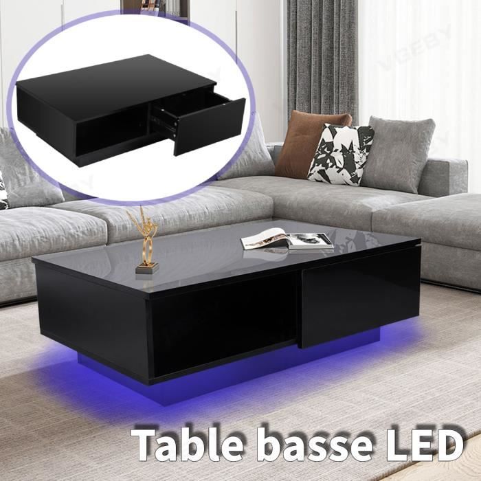 Zerodis Table à tiroirs Table de rangement de salon de table basse de ...