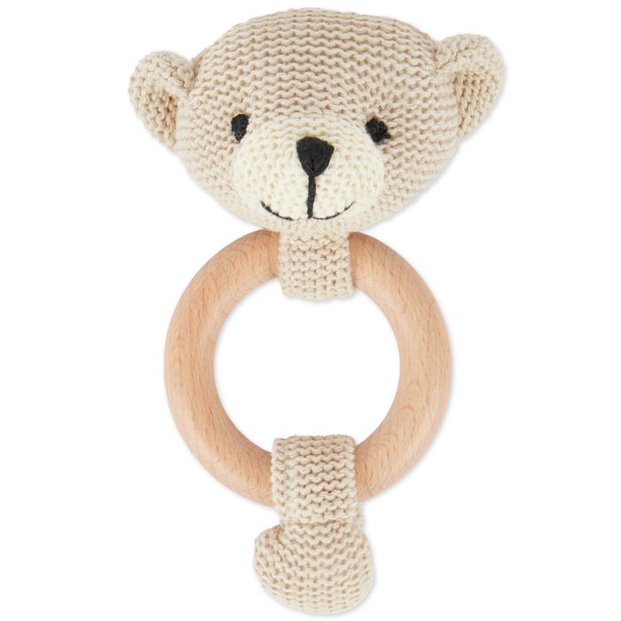 Bieco Hochet crochet ourson avec anneau en bois - hochet bébé 1 mois ...