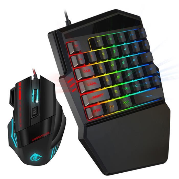 Duokon Ensemble de clavier et souris J50 OneHanded Gaming Mouse ...
