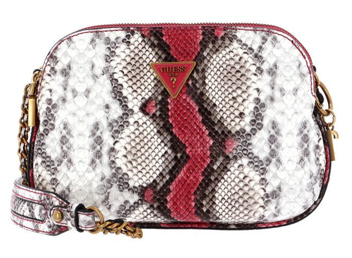 GUESS Sac à épaule bandoulière rouge noir pour femme - Becci Double Zip ...
