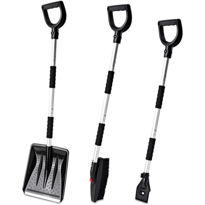 3 en 1 Kit de pelle de neige détachable, Grattoir à glace en acier ...