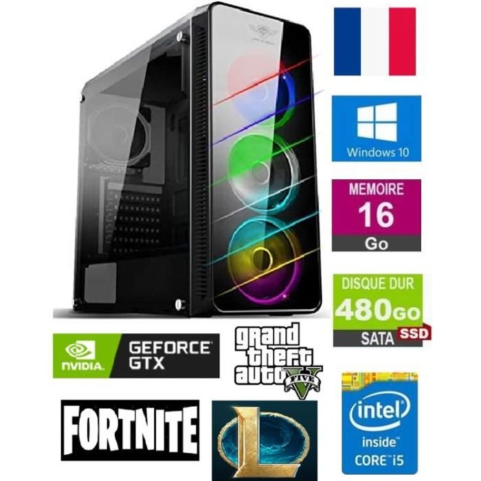 PC GAMER Core I5 / GTX 1030 /480Go SSD / 16Go RAM Windows 10 ...