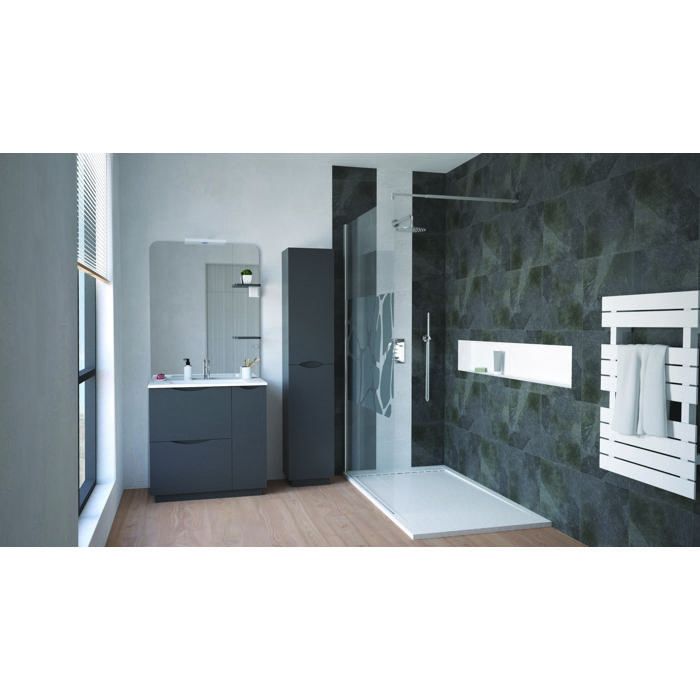 ONDEE ZEN Meuble de salle de bain à poser PALERMO - 80cm - Gris ...