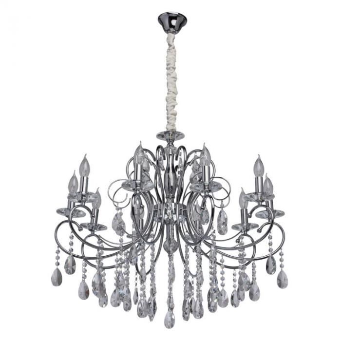 Lustre Suspension 10 Têtes "adele" 108cm Argent - Paris Prix ...