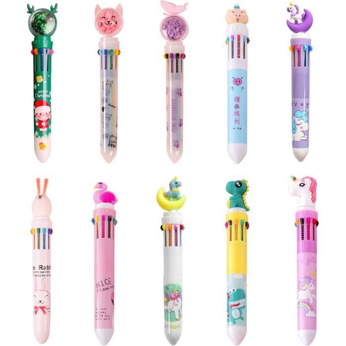 GERUI Lot de 10 stylos à bille rétractables multicolores 10 en 1 ...
