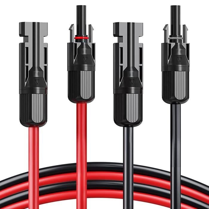 Câble Solaire 6 Mm2, Rallonge De Câble Solaire 1 M, Rallonge Mc4, Câble Pv 6 Mm2, Étanche Ip68 ...