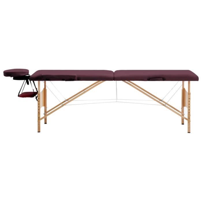 Abil Table De Massage Pliable 2 Zones Bois Violet Vin Excellent