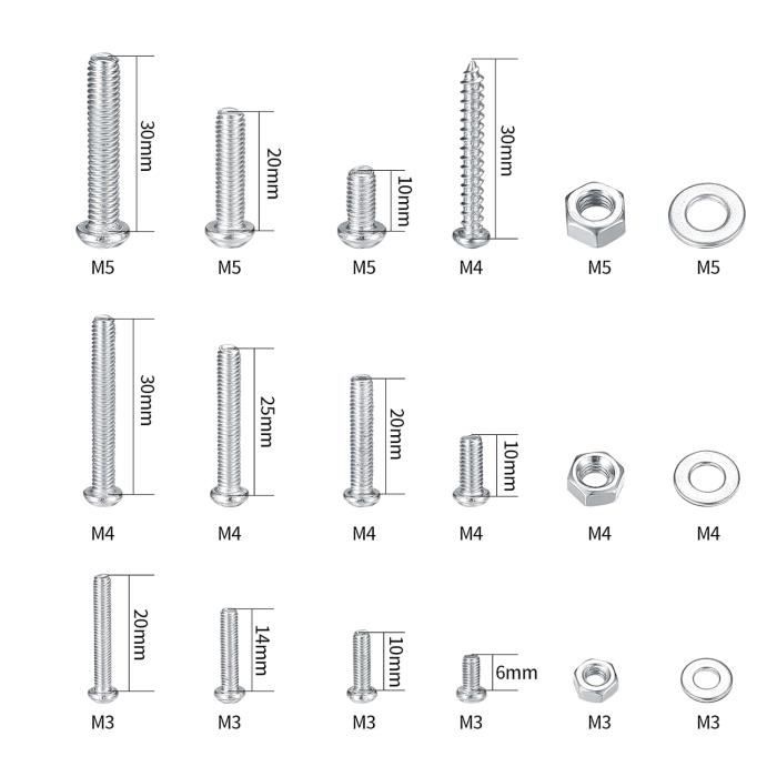 Kit Assortiment Vis Ronde cruciforme à tête cylindrique et écrous et ...