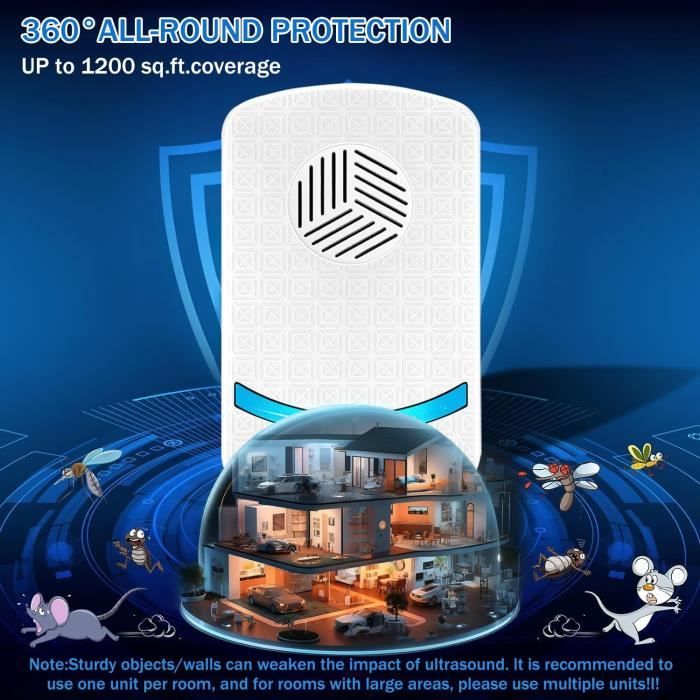Repulsif Ultrason Souris Anti-Rongeurs Insectes,4PCS Anti Moustique ...