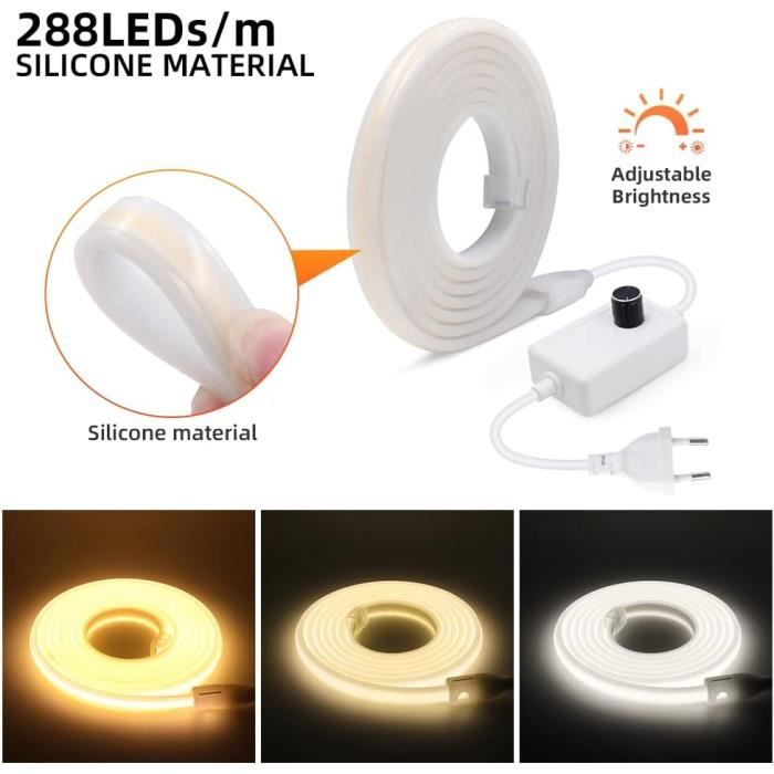 Cob Ruban À Led Bande Led,220V Bandeau Led Dimmable, 288 Led-M Flexible ...