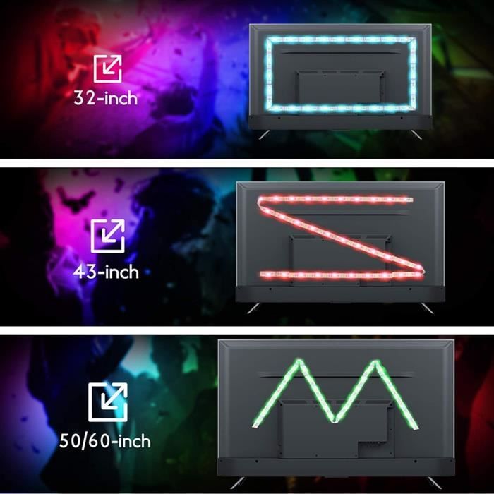 Ruban Led 2M, Bande Led Usb Multicolore Lumière Avec Télécommande, 16 ...