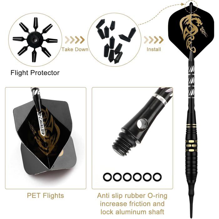Flechette Pointe Plastique avec Boîtie,3 PCS Flechettes avec 30 ...