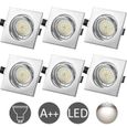 WOWATT Kit 6 Spots LED Encastrables GU10 6W - 6000K blanc froid avec Ampoules LED - Plafonnier ...