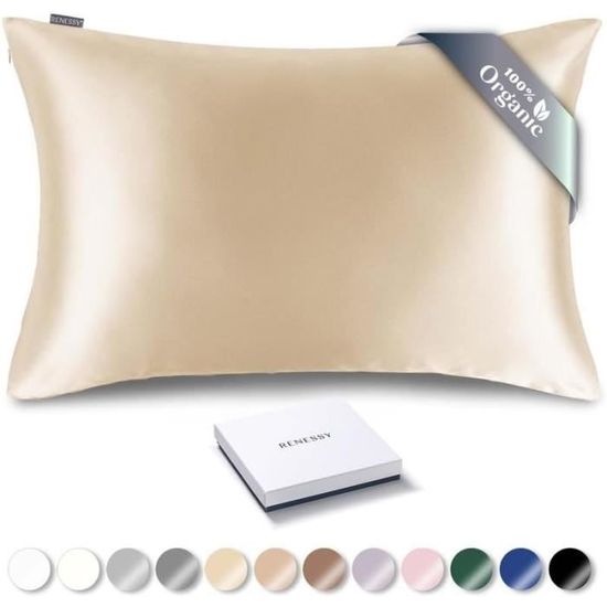 Renessy Taie D'Oreiller En Soie Bio 40X60 Cm - 100% Soie De Mûrier Bio ...