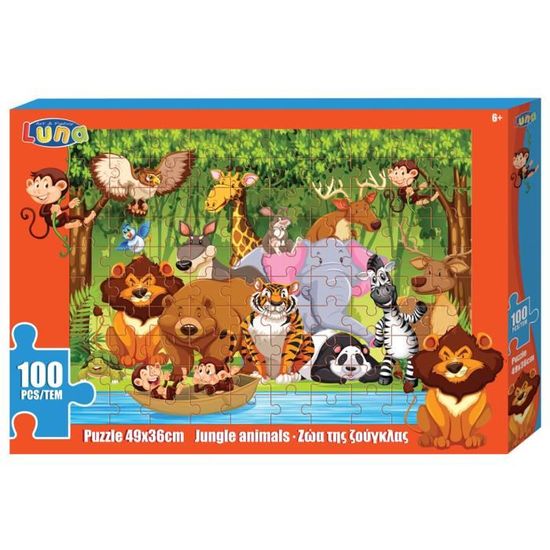 Luna page à colorier et puzzle Jungle 49 cm carton 100 pièces ...