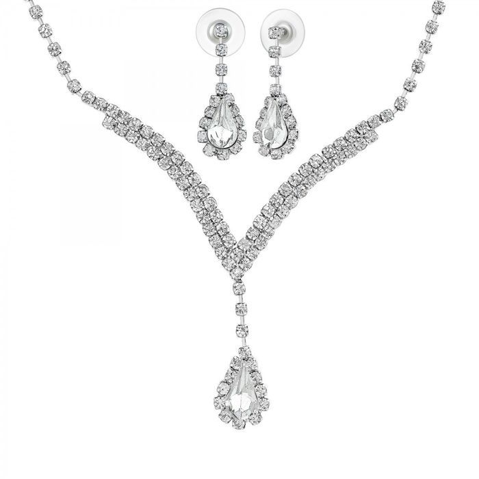 Parure collier et boucles d'oreilles par SC Crystal ton argent - Achat ...