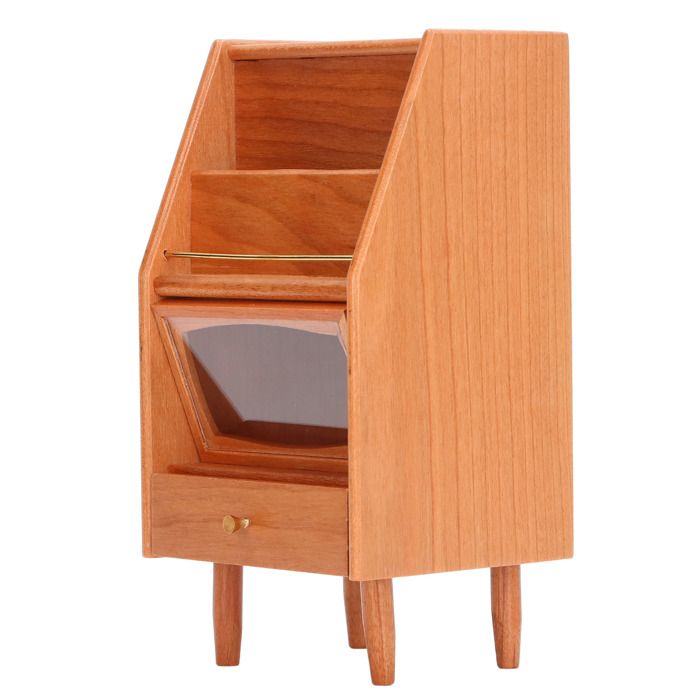 Armoire de maison de poupée miniature en bois de cerisier, bonne texture, mini bibliothèque en ...