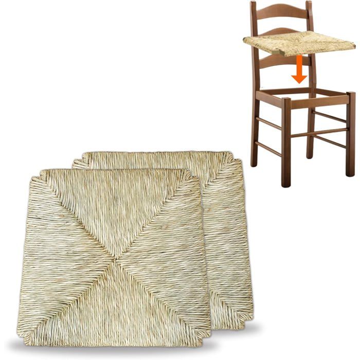 Lot de 2 sièges en paille pour chaises, fond de rechange, assise ...