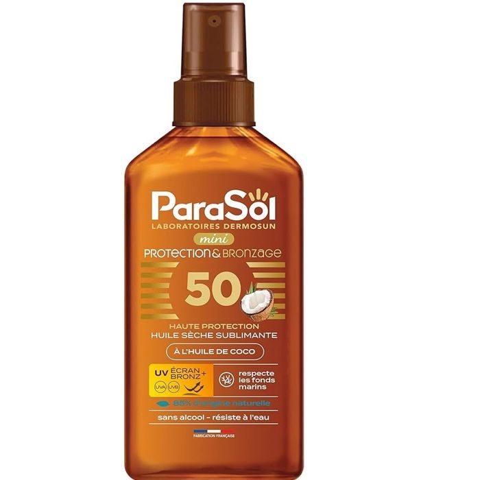 Parasol Spray Mini Huile Sèche 50 FPS Protection & Bronzage 125 ml ...