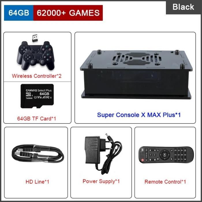 Black 64 sans fil - Console de jeu vidéo Super X Max Plus, 97000 jeux ...
