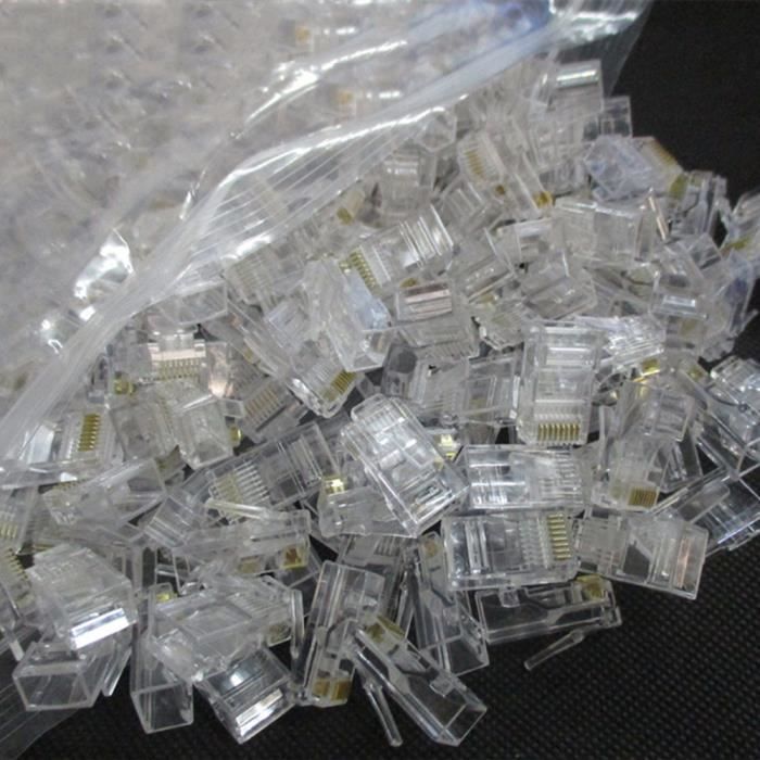 Lot de 100 câbles Ethernet RJ 45, Module connecteur réseau pour UTP ...